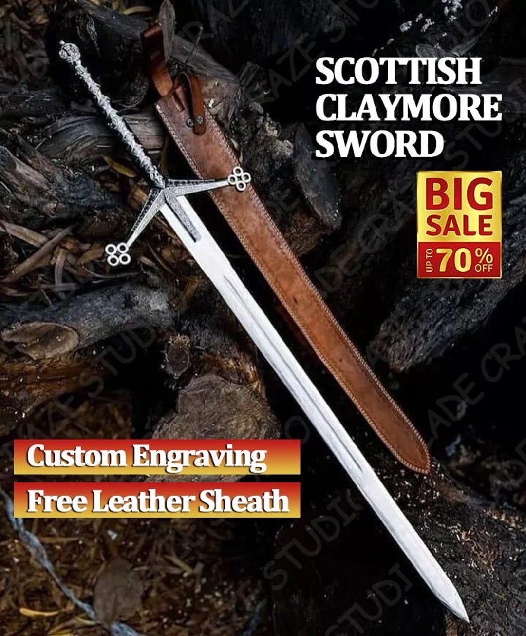 Scottish Medieval Claymore Sword, Highland Claymore Replica Sword ...