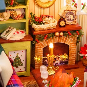 DIY Cottage Miniature Brick Fireplace Music Box Kit, Anniversary ...
