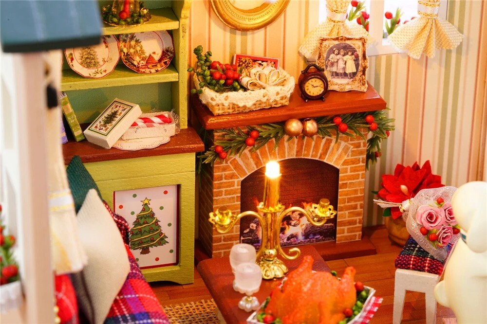 DIY Cottage Miniature Brick Fireplace Music Box Kit, Anniversary ...