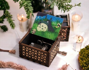 Totoro Studio Ghibli Music Box Anime Lover Wind-up Handmade Wooden ...