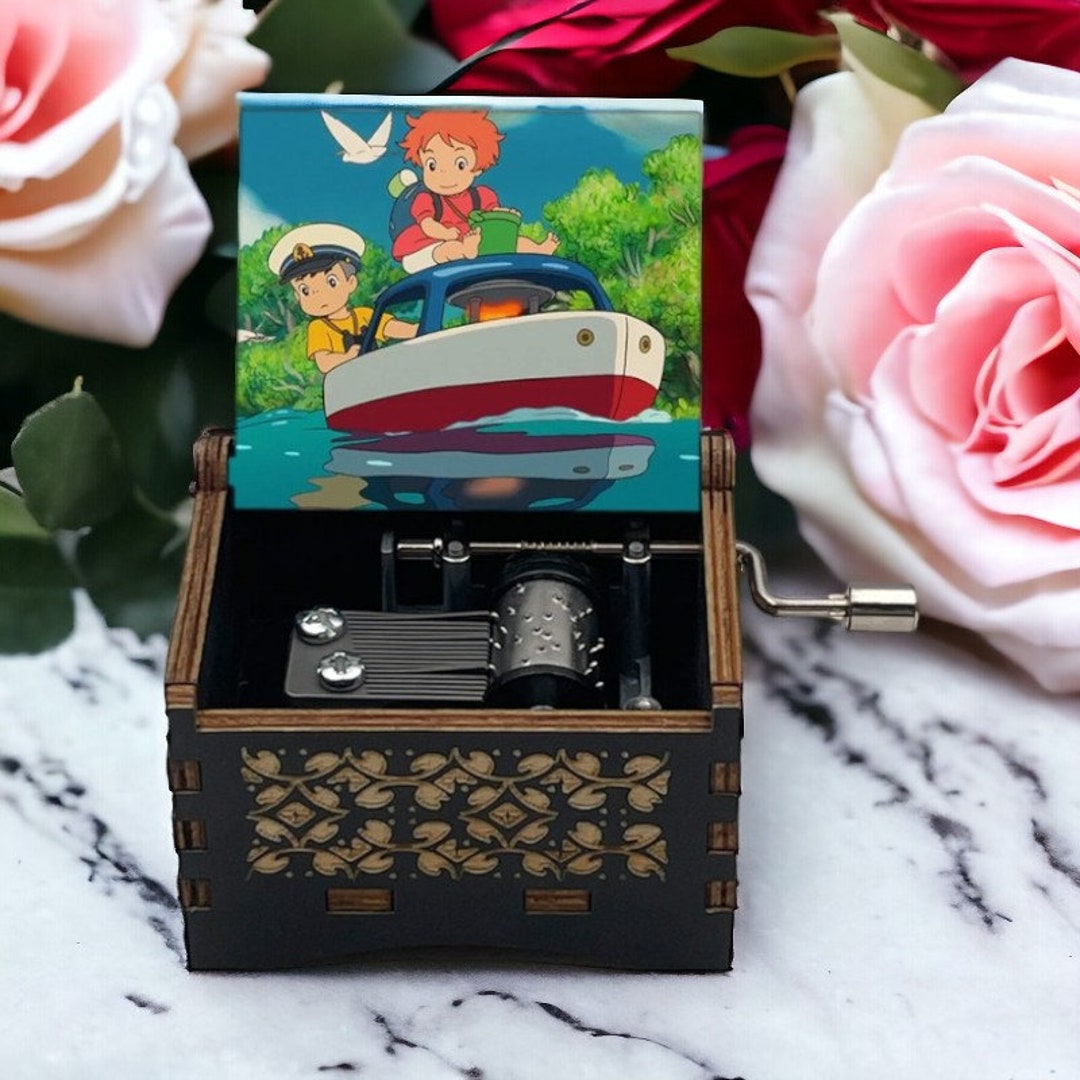 Ponyo on the Cliff Music Box, Handcrafted Engraved Collectible Ponyo ...