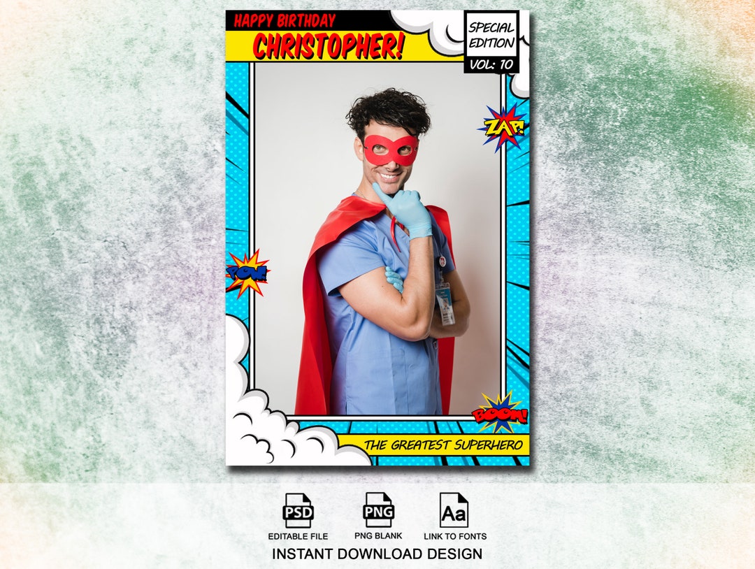 Superhero Party Photo Booth Template, Comic Book Party Photo Booth ...