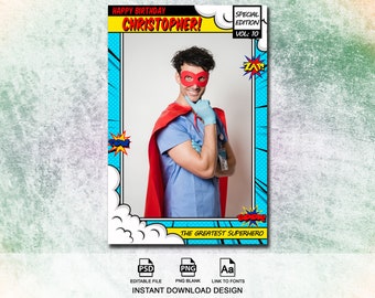 Comic Book Party Photo Booth Template, Retro Party Photo Booth Template ...