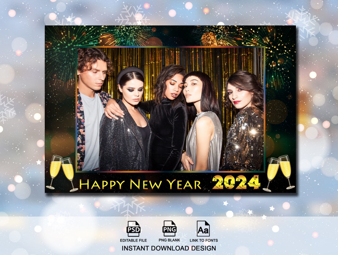 New Year Photo Booth Template, Holiday Photo Booth Template, 4x6 Photo ...