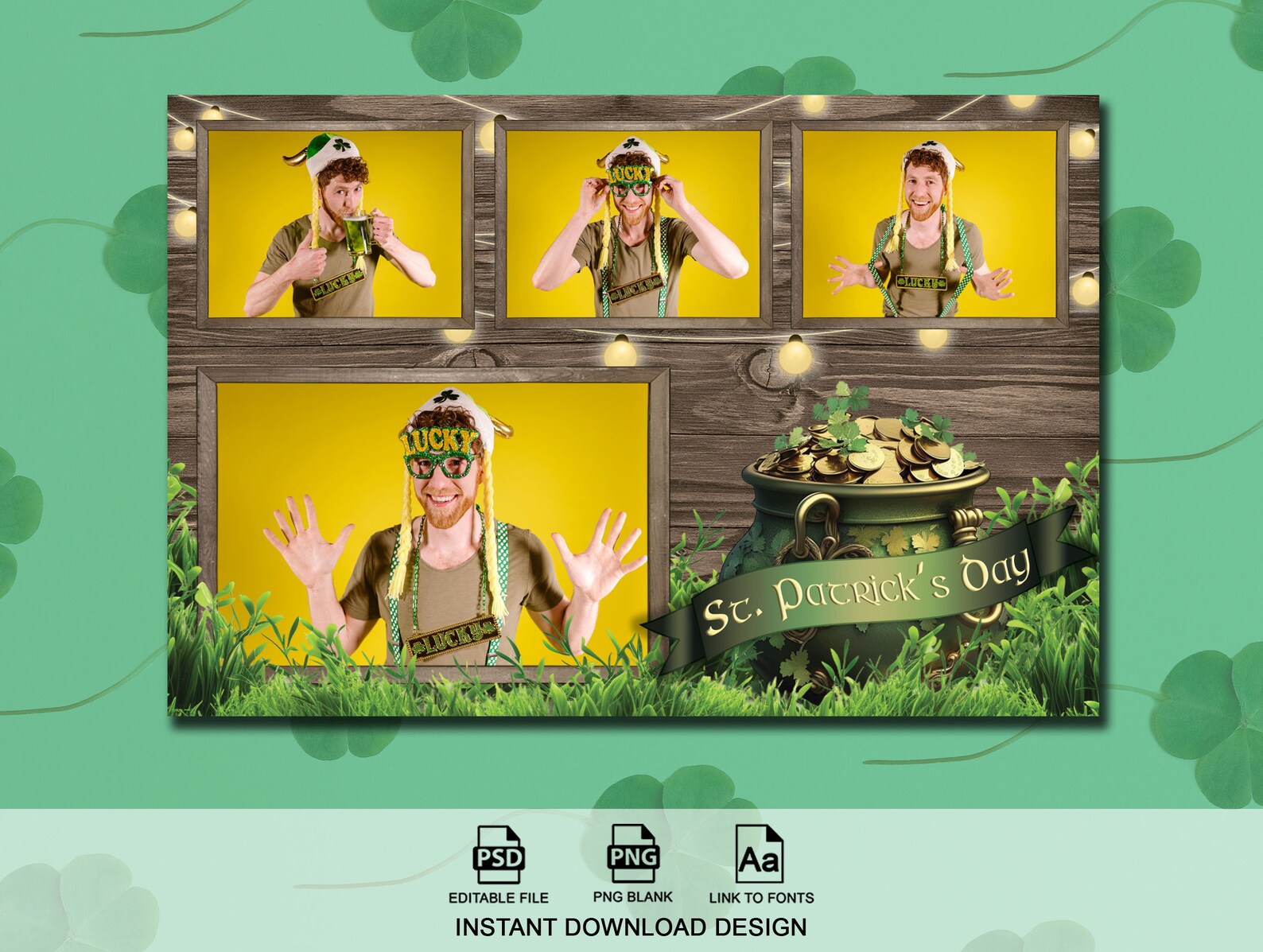 St. Patrick's Day Photo Booth Template, Irish Photo Booth Overlay, St ...