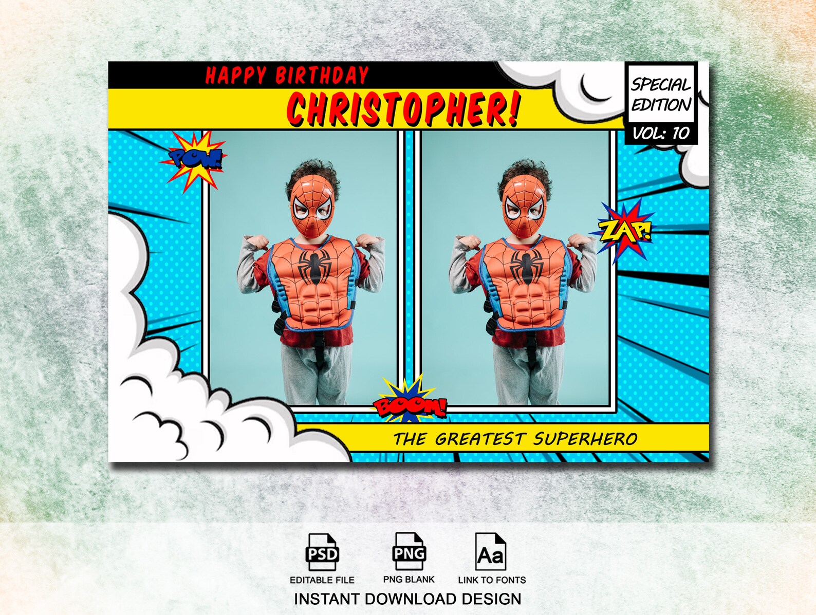 Comic Book Party Photo Booth Template, Retro Party Photo Booth Template ...