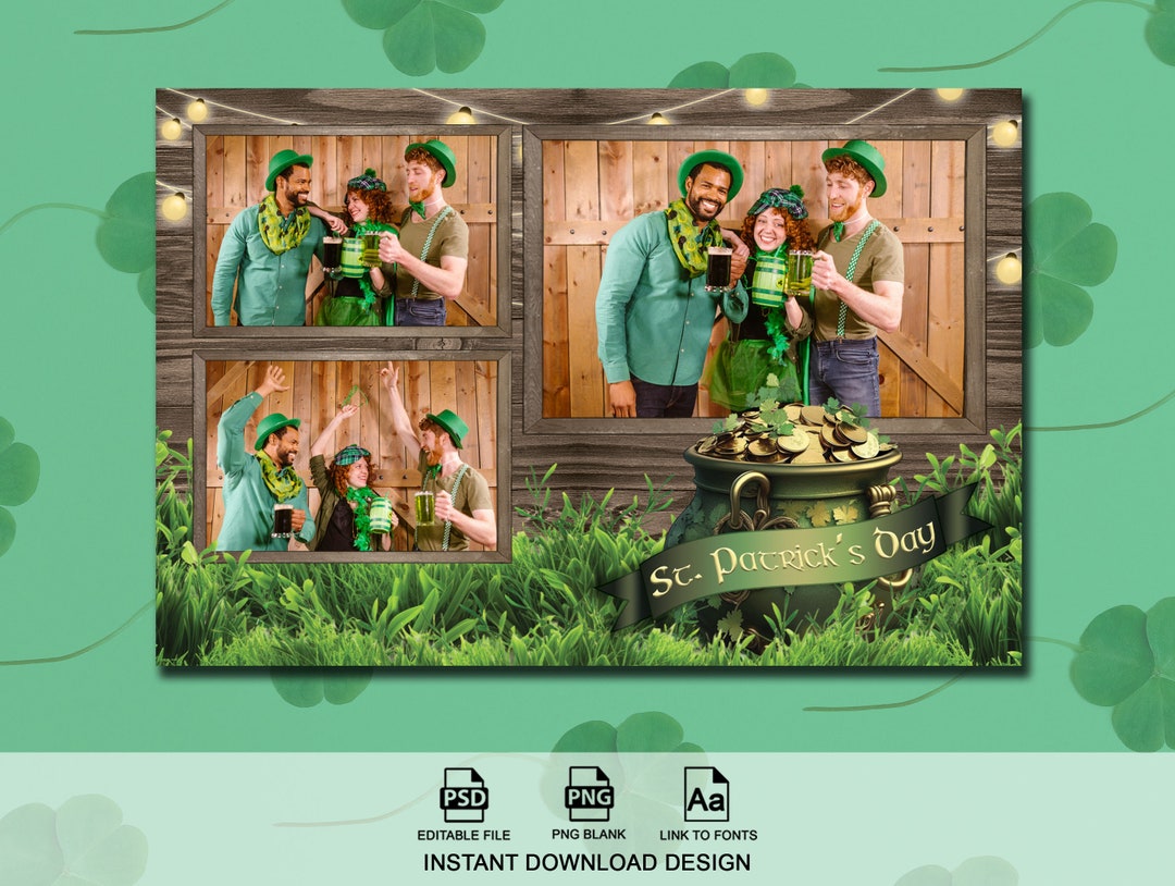 St. Patrick's Day Rustic Photo Booth Template, Irish Photo Booth ...