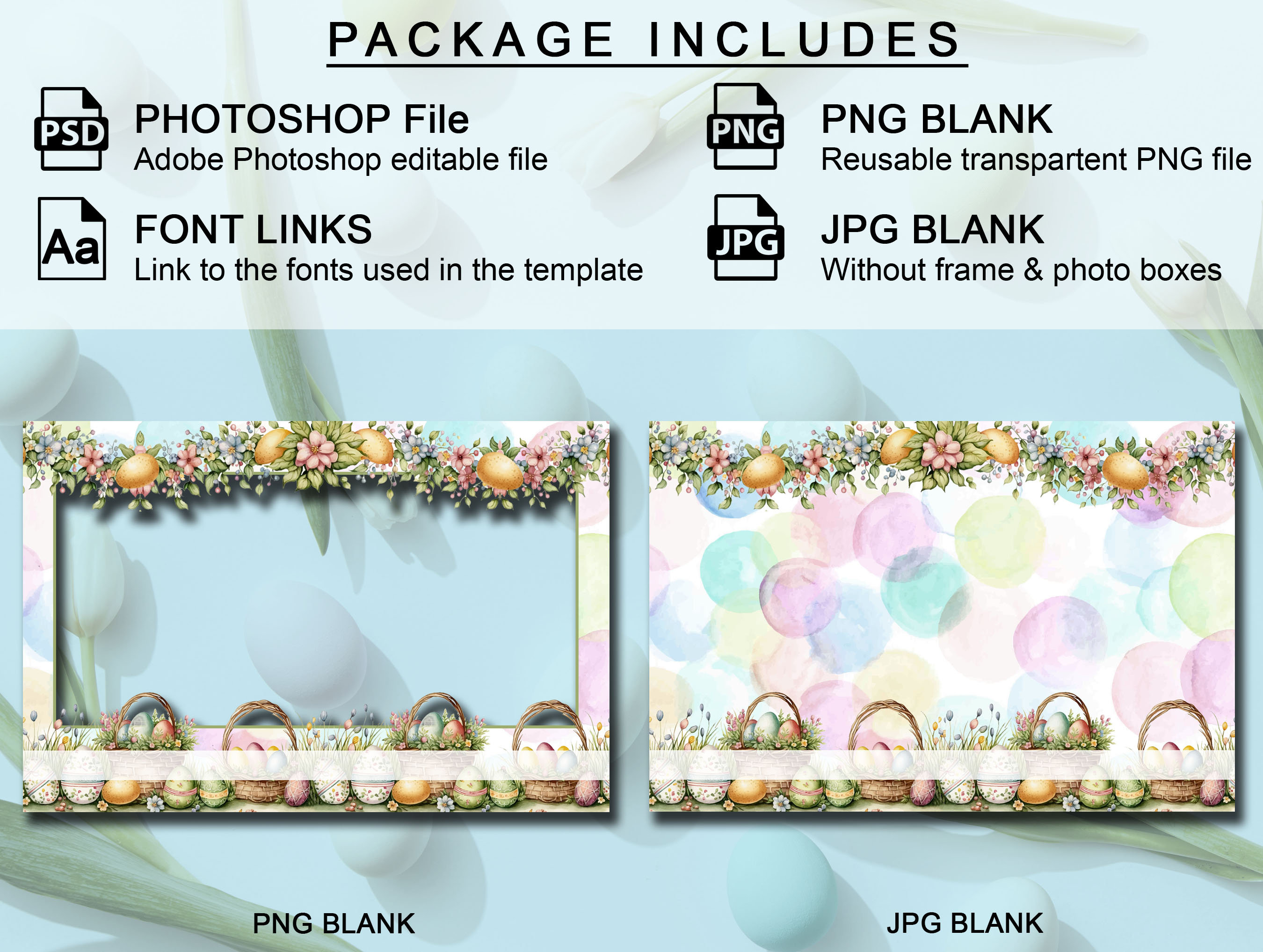 Easter Photo Booth Template, Floral Photo Booth Overlay, Spring Time ...