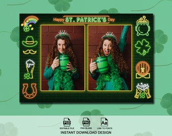 St. Patrick's Day Neon Photo Booth Template, Irish Photo Booth Overlay ...