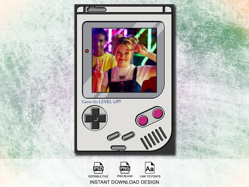 Arcade Party Photo Booth Template, Game Boy Video Game Party Photo ...