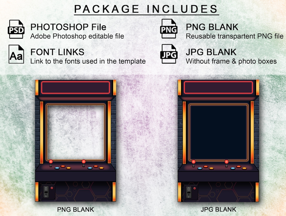 Arcade Photo Booth Template, Video Game Party Photo Booth Template, 4x6 ...