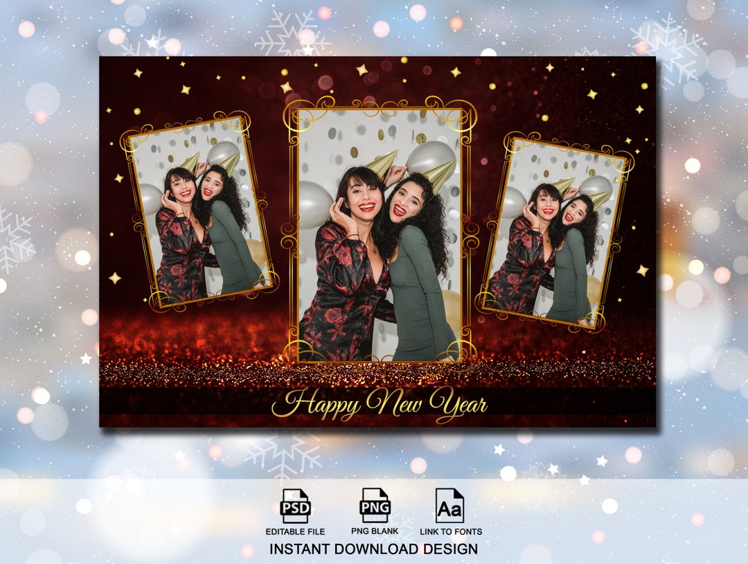 New Year Photo Booth Template, Holiday Photo Booth Template, 4x6 Selfie ...