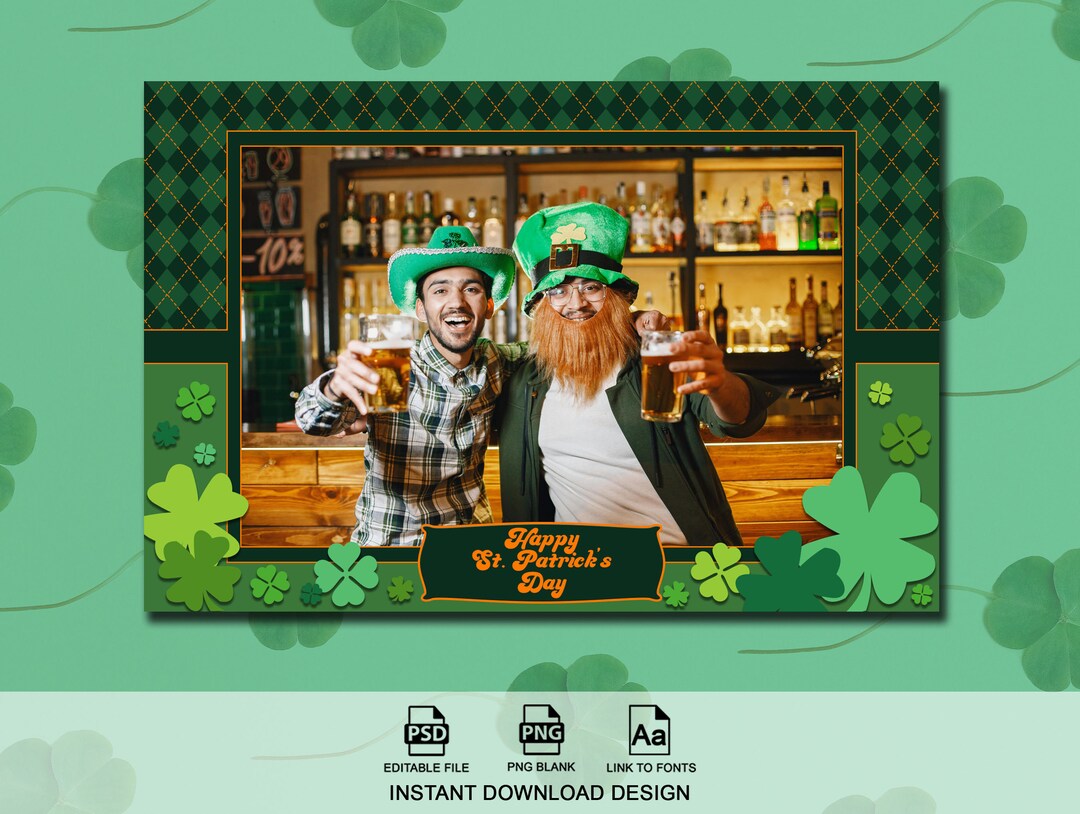 St. Patrick's Day Shamrock Photo Booth Template, Irish Photo Booth ...