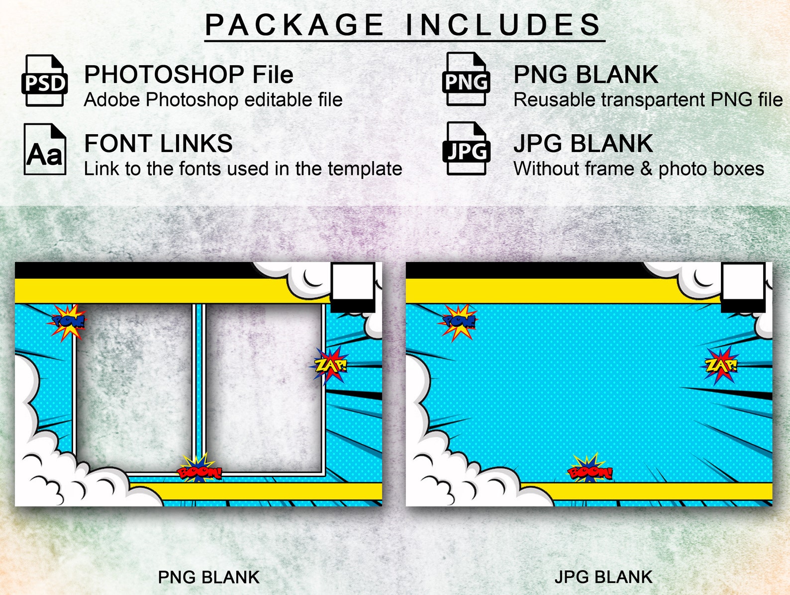 Comic Book Party Photo Booth Template, Retro Party Photo Booth Template ...