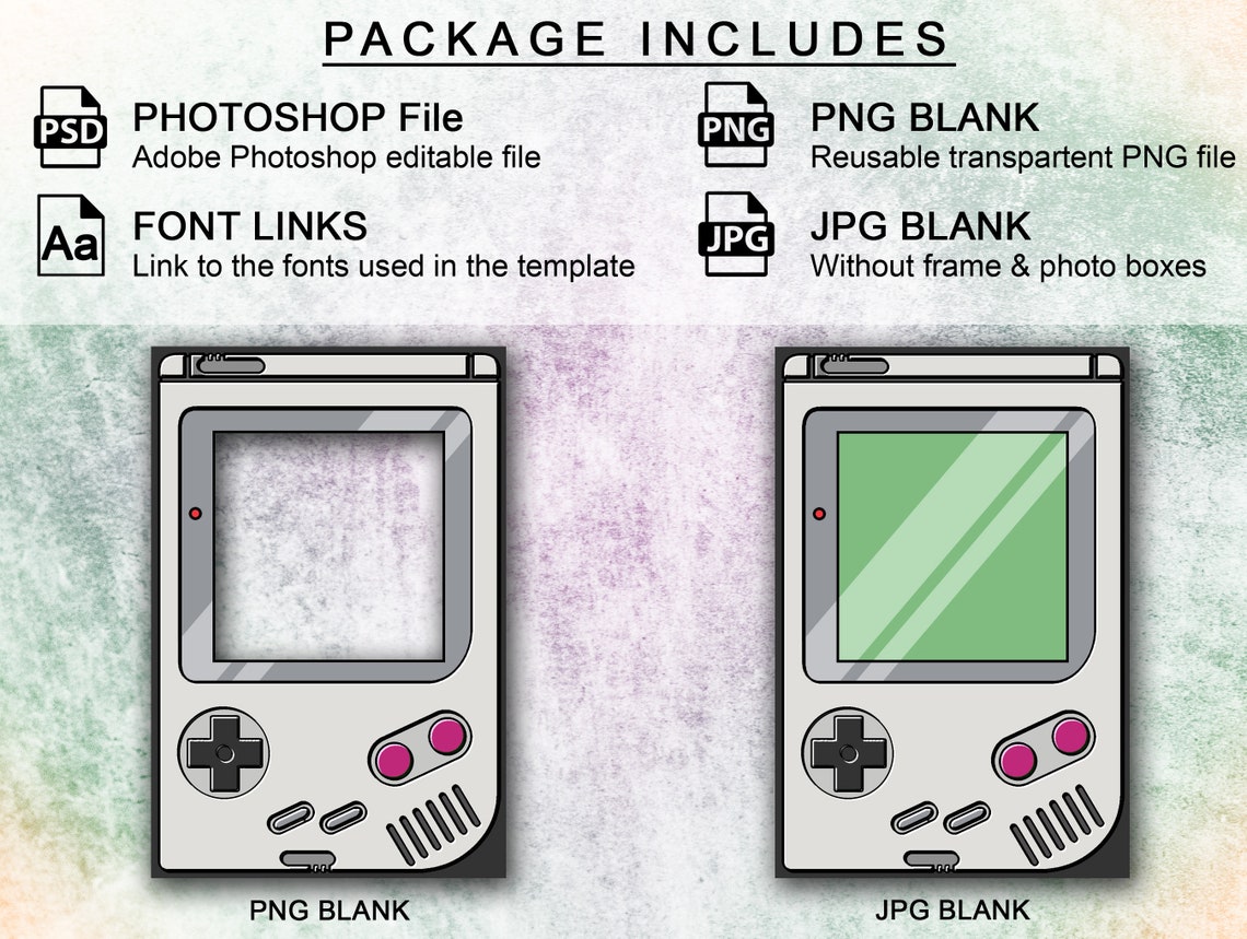 Arcade Party Photo Booth Template, Game Boy Video Game Party Photo ...