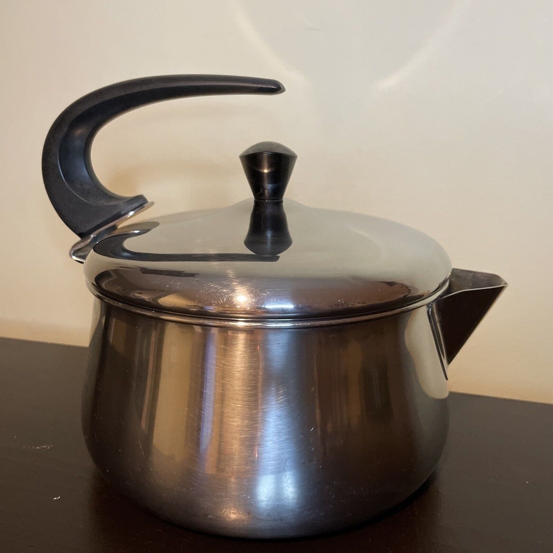 Vintage Farberware 2 Quart Stainless Steel Tea Pot Kettle Mid Century ...
