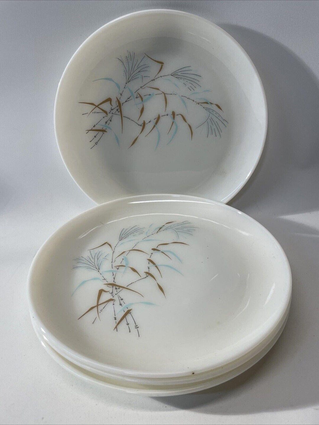4 - Pyrex Family Flair Seagrass Salad Plates Chinese Grass Sea Isle ...