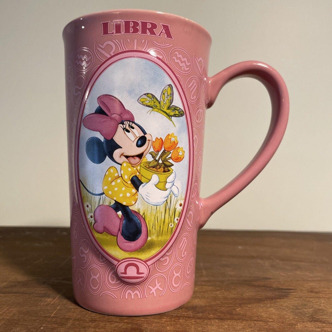Disney Store Minnie Mouse Pink Libra Zodiac Sign Coffee Cup Mug Tall - Etsy