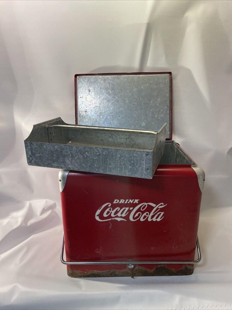 LARGE Vintage 1950s Drink COCA-COLA Progress Refrigerator Airplane Pop ...