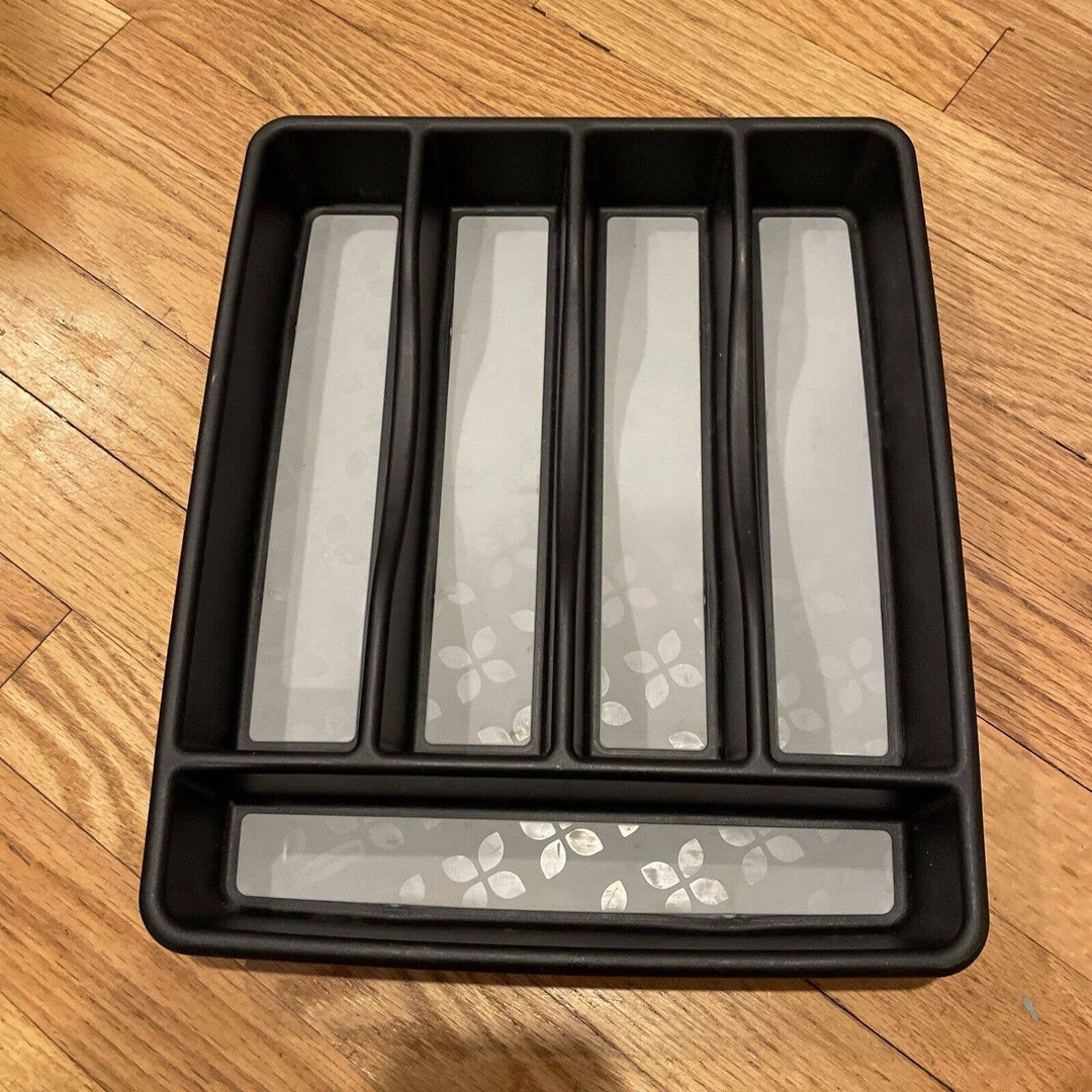 Rubbermaid, Silverware Organizer Small Cutlery Tray Black & Gray ...
