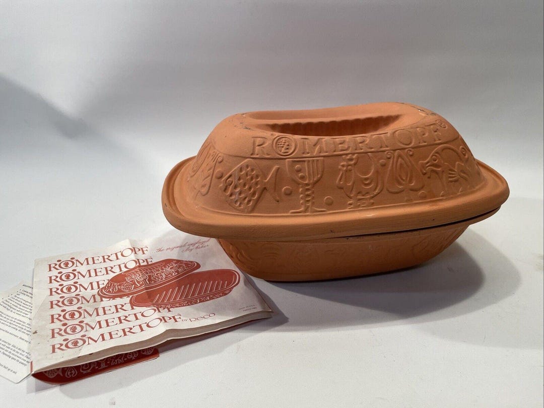 Romertopf by Reco Terra Cotta Clay Large Baking Roaster Pan With Lid - Etsy