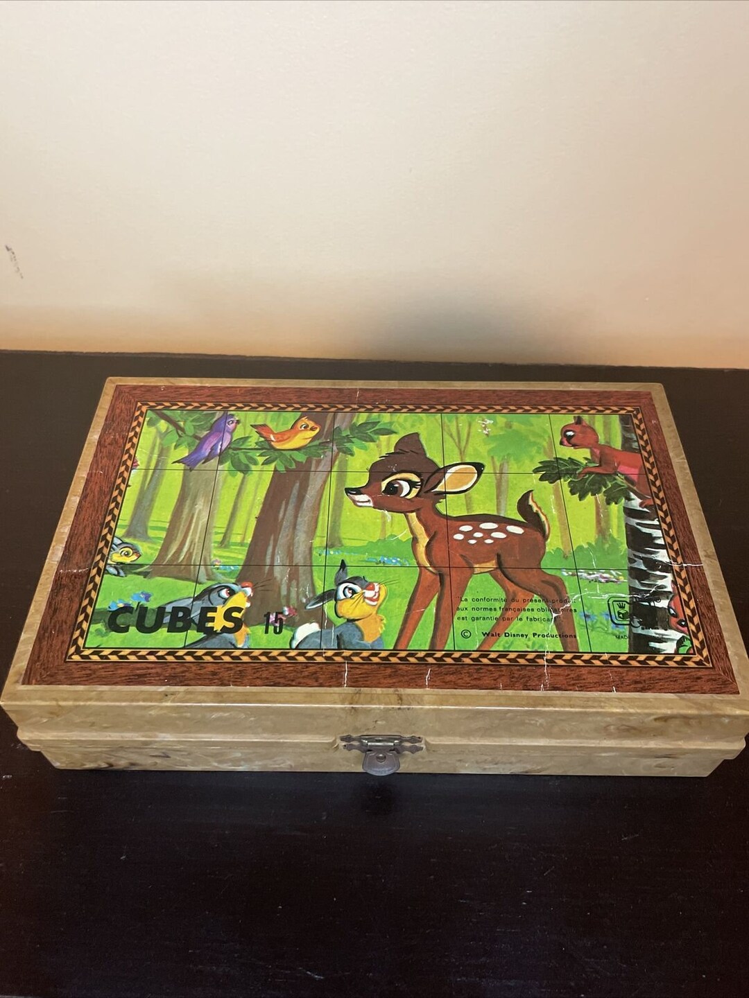 Vintage Walt Disney Kids Toy Cube Box Made in France 15 Cubes Complete ...