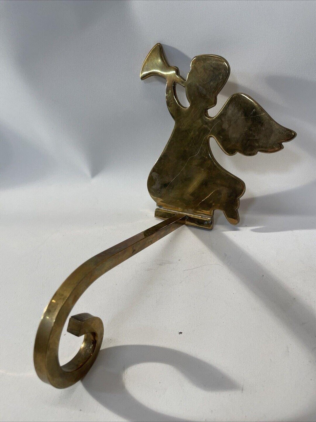 Vintage Solid Brass Angel Stocking Holder Long Arm Gold Finish Heavy ...