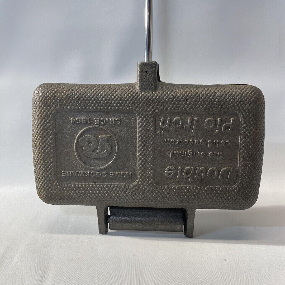 Vintage Rome Cookware Original Cast Iron Double Pie Iron Steel Wood ...