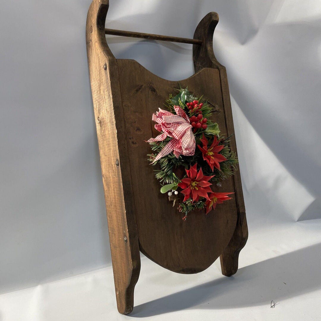 Rustic Farmhouse Wood Door Entryway 23x 11 In. Christmas Sled Wall ...