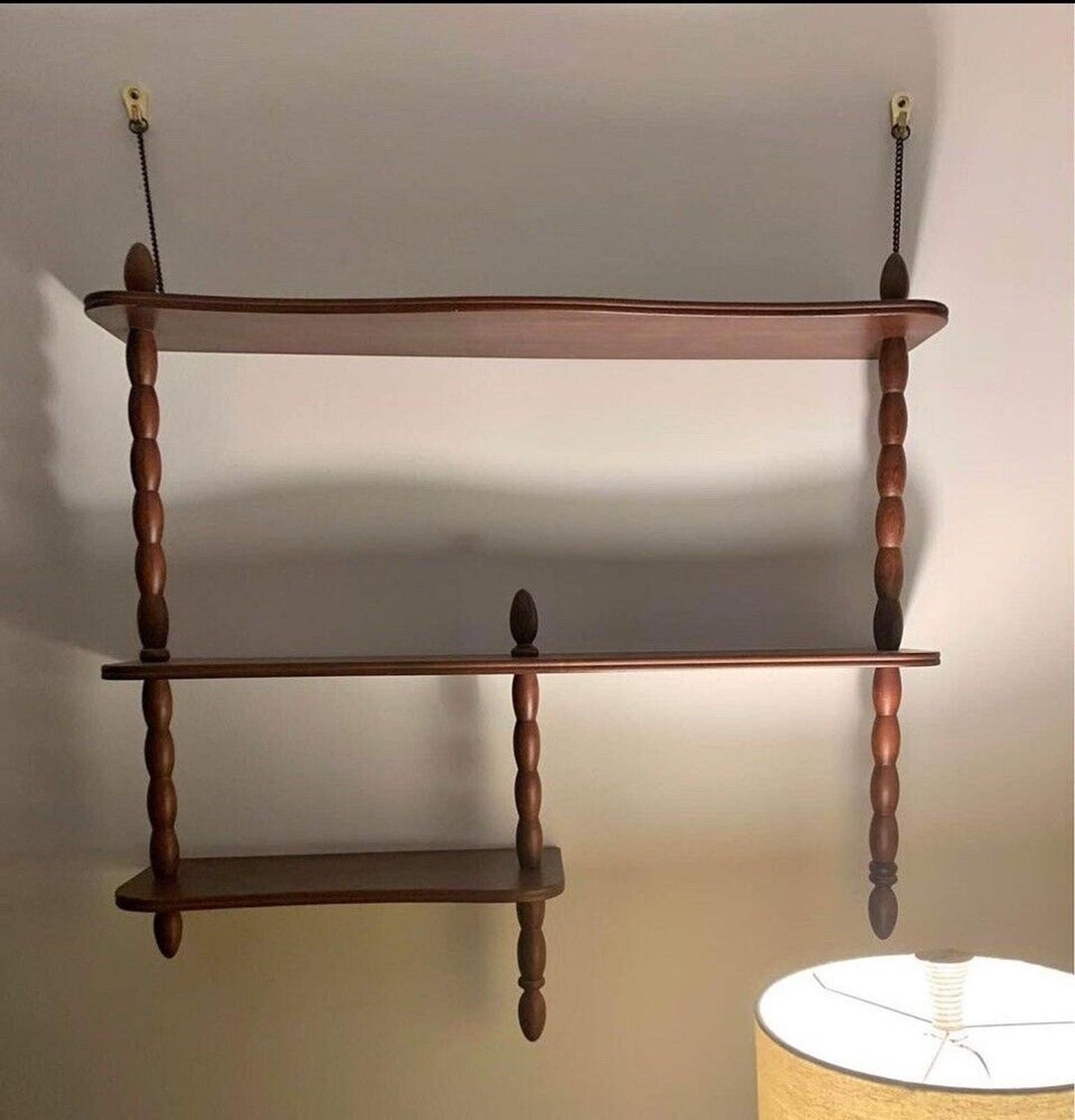 Vintage Wooden 3-tier Wall Shelf With 4 Spindle Shelves Classic Design ...