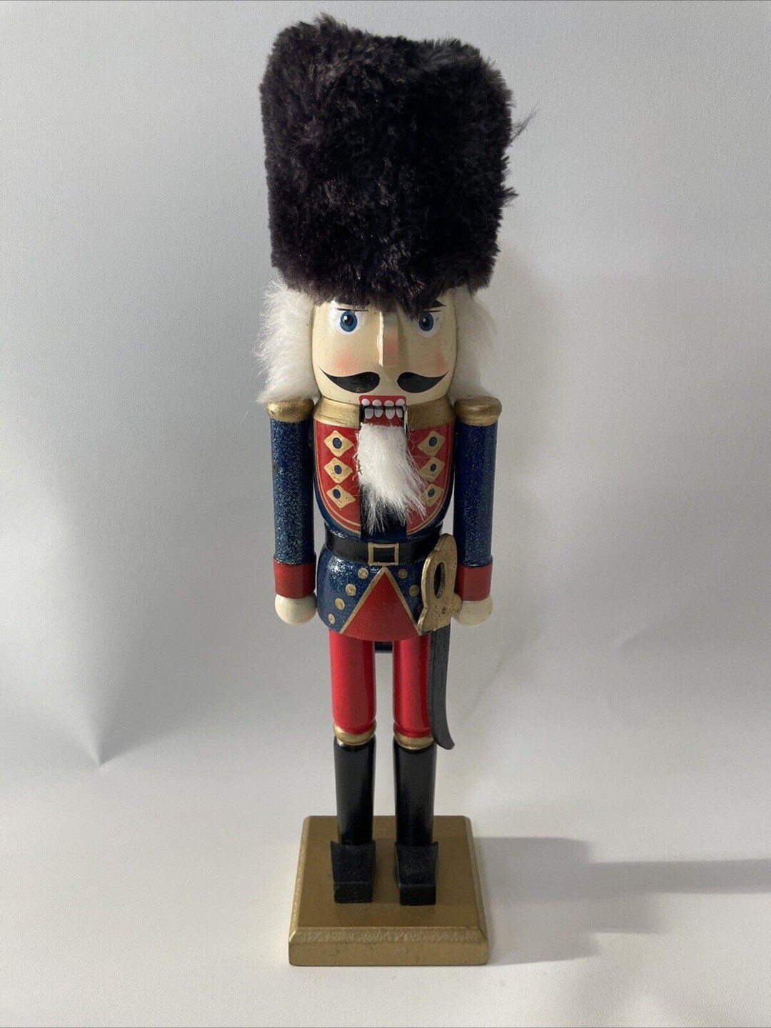 Red and Blue Christmas Nutcracker Soldier With Sword Decor EUC - Etsy