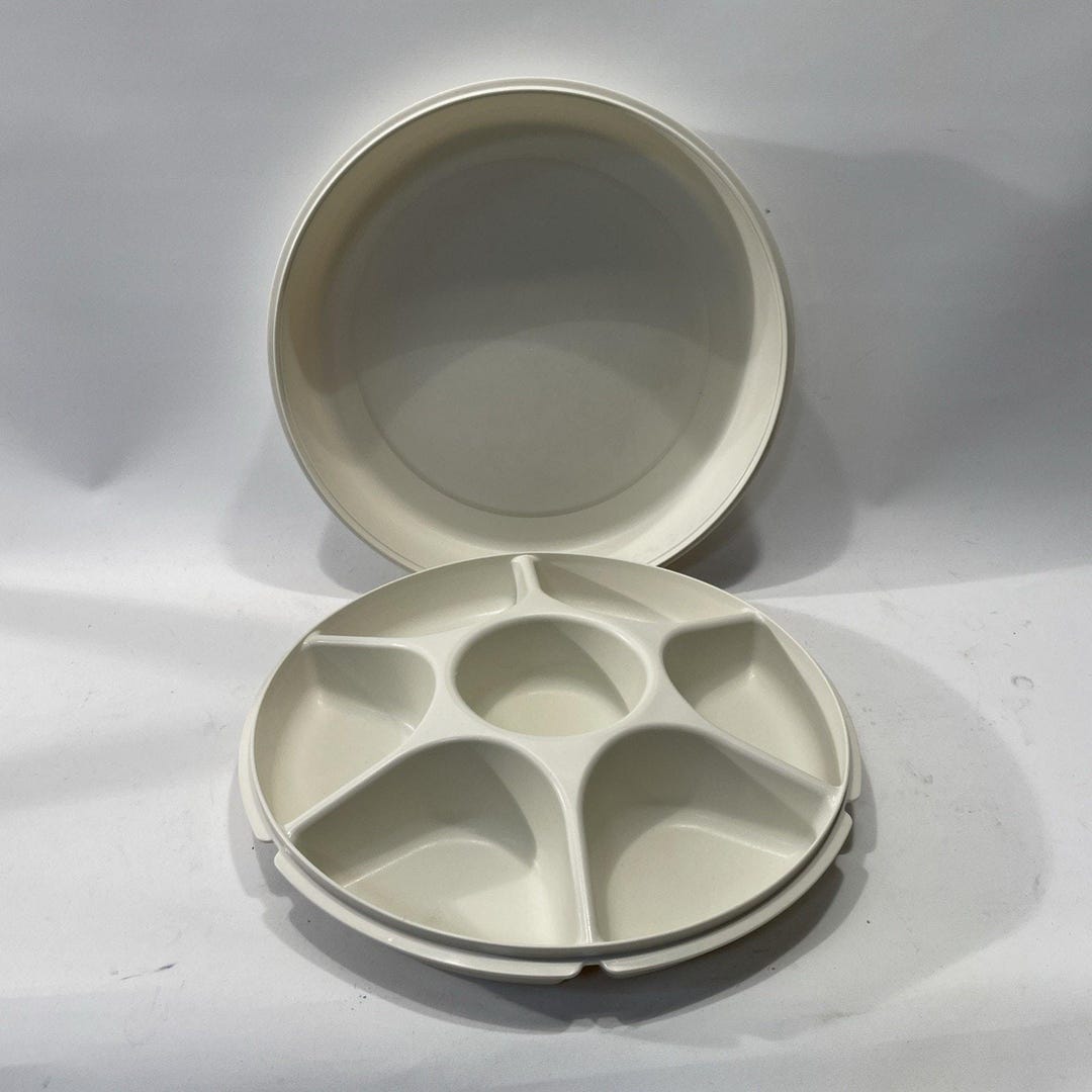 Vintage Tupperware 1665-1/1666-1 Serving Fruit/chip/veggie 14" Tray W ...
