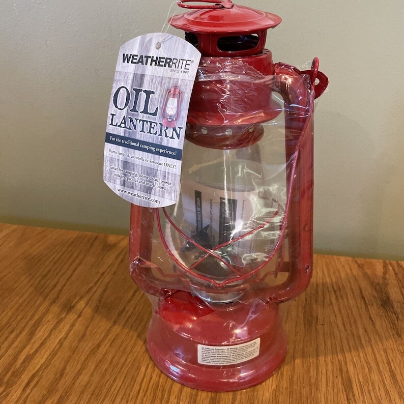 Kerosene Oil Lantern Red Glass Globe Outdoor Hurricane Weatherrite New ...