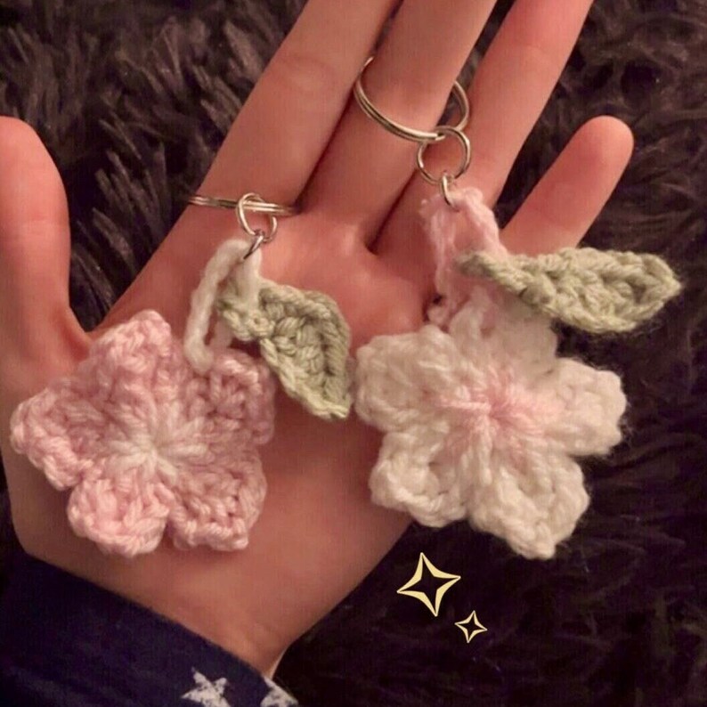 Lovely Cherry Blossom Sakura Crochet Keychain - Etsy