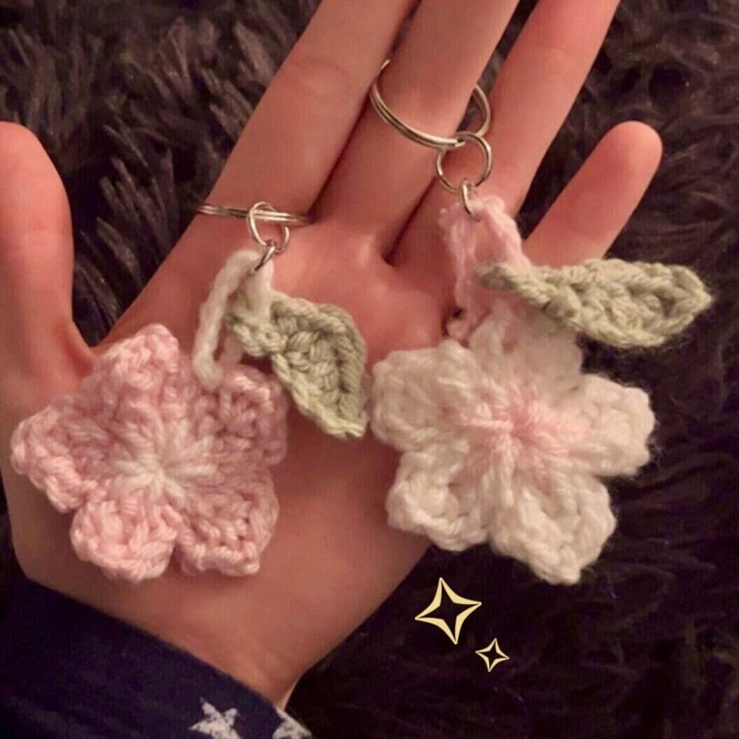 Lovely Cherry Blossom Sakura Crochet Keychain - Etsy