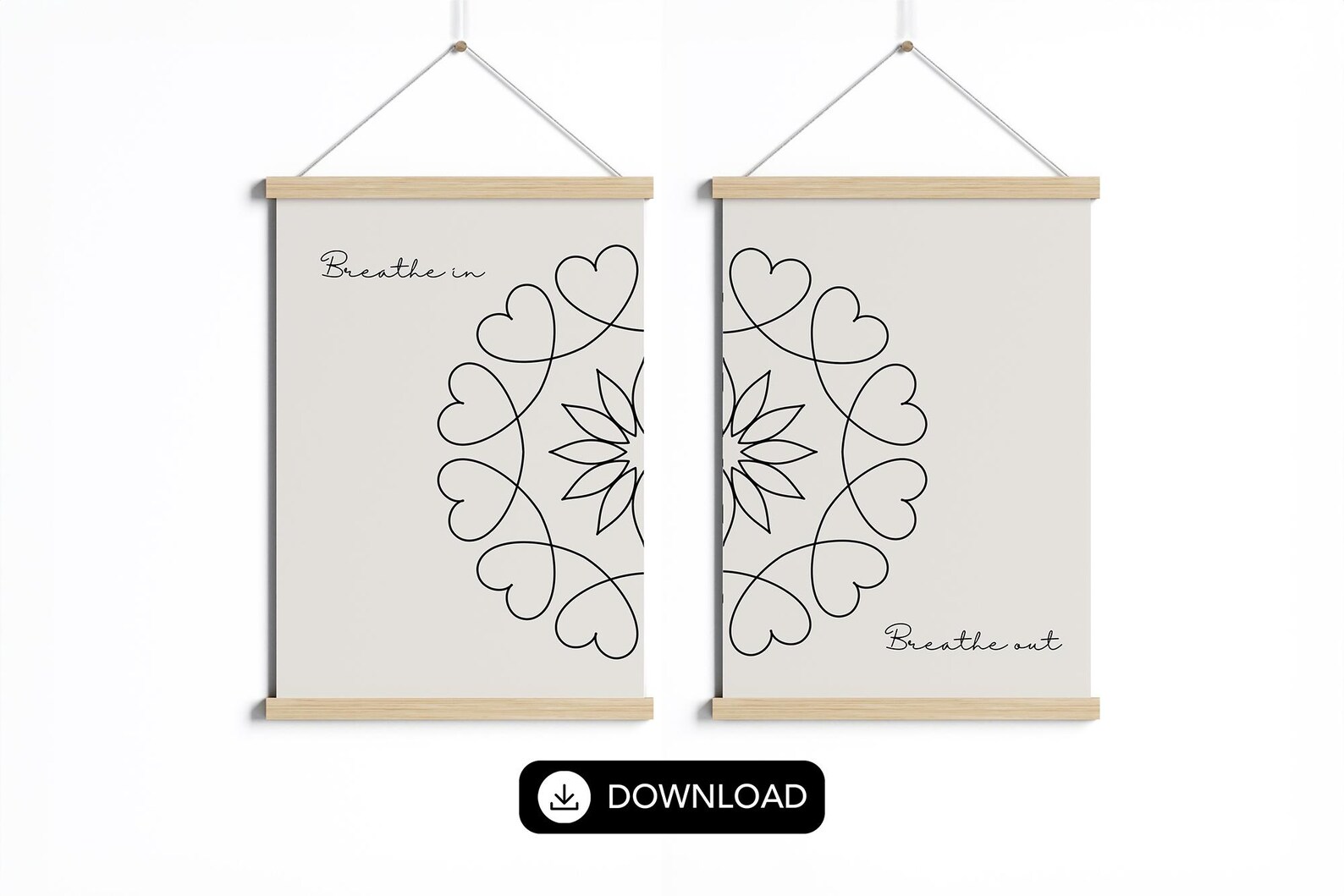 2 Piece Wall Art Yoga, Poster Mindfulness, Boho Prints, Mental Health ...