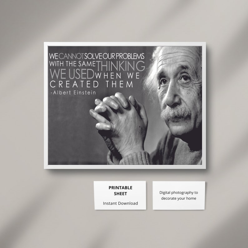 Albert Einstein Quote Poster, Instant Download, Old Photo, Printable ...