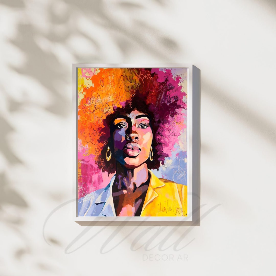 Afro Woman Graffiti Art With Colors, Digital Printable, Graffiti Wall ...