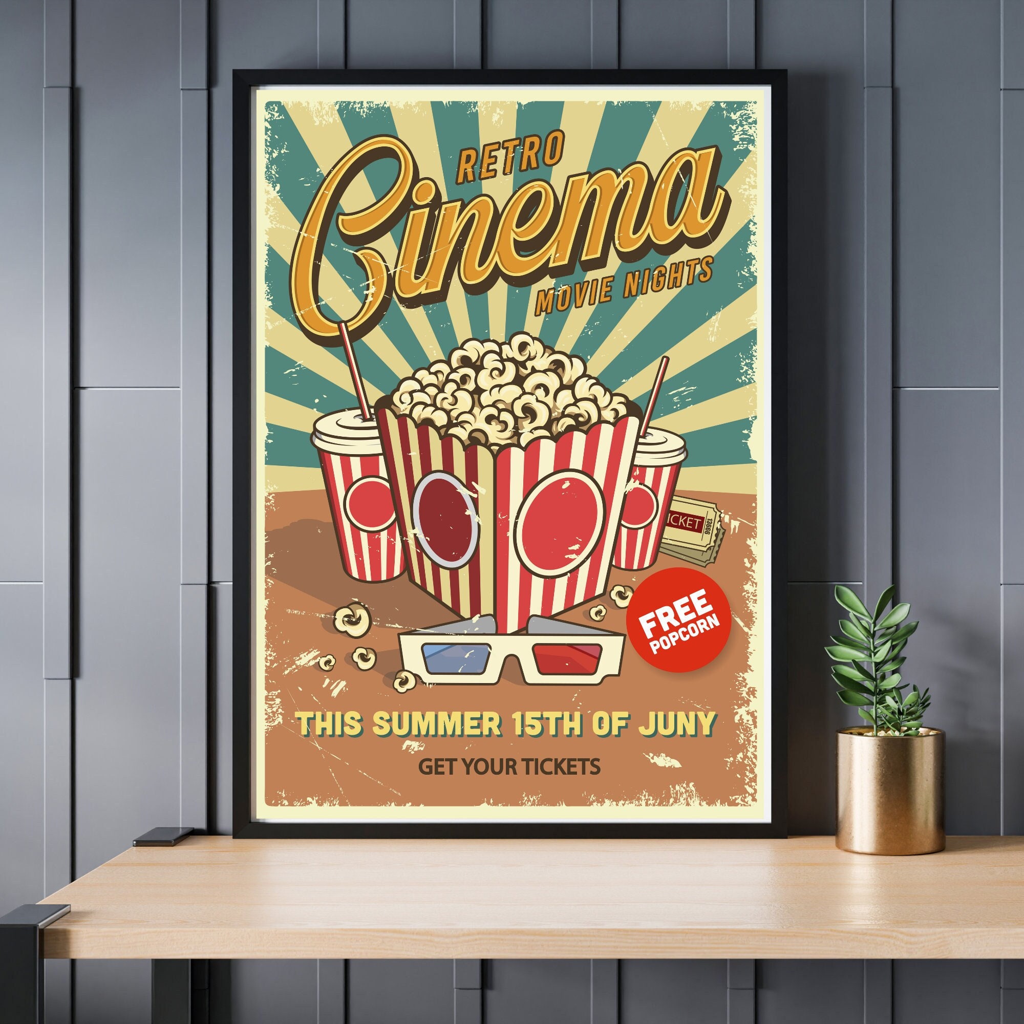 Printable Retro Cinema Picture, Classic Cinema Poster, Vintage Style ...