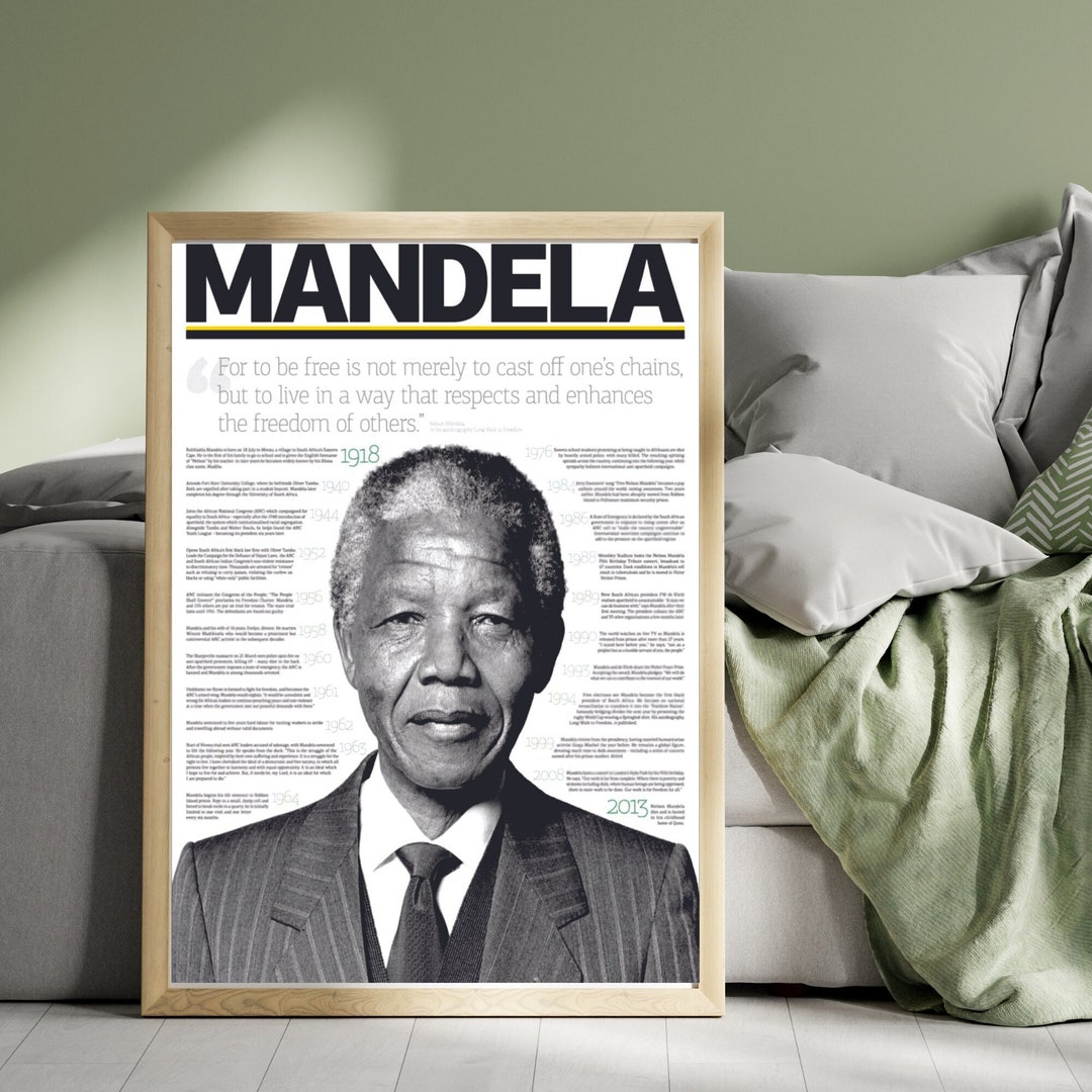 Nelson Mandela Art Print in Black and White, Instant Download, Antique ...