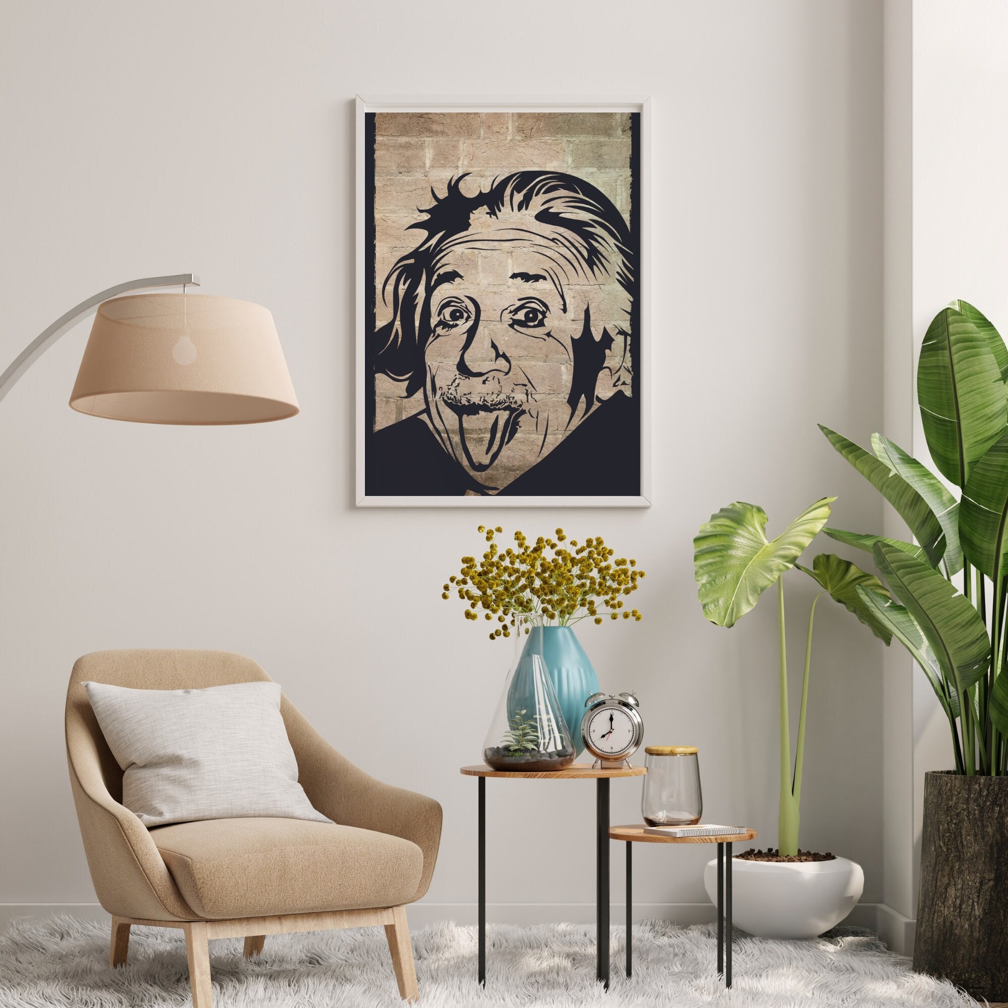 Albert Einstein Sticking Out His Tongue Painting,instant Download,old ...