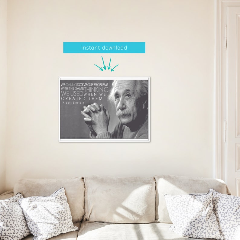 Albert Einstein Quote Poster, Instant Download, Old Photo, Printable ...