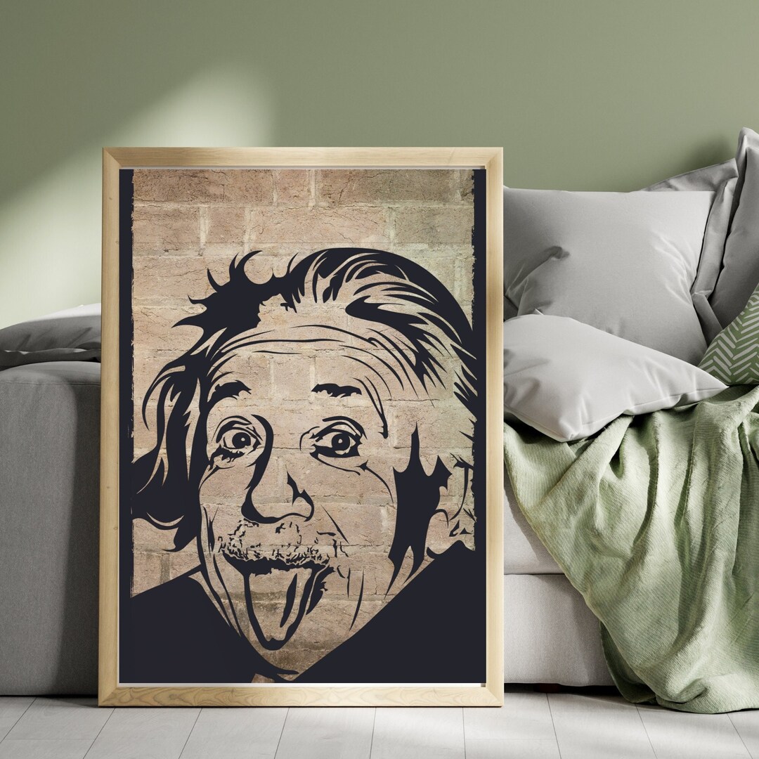 Albert Einstein Sticking Out His Tongue Painting,instant Download,old ...