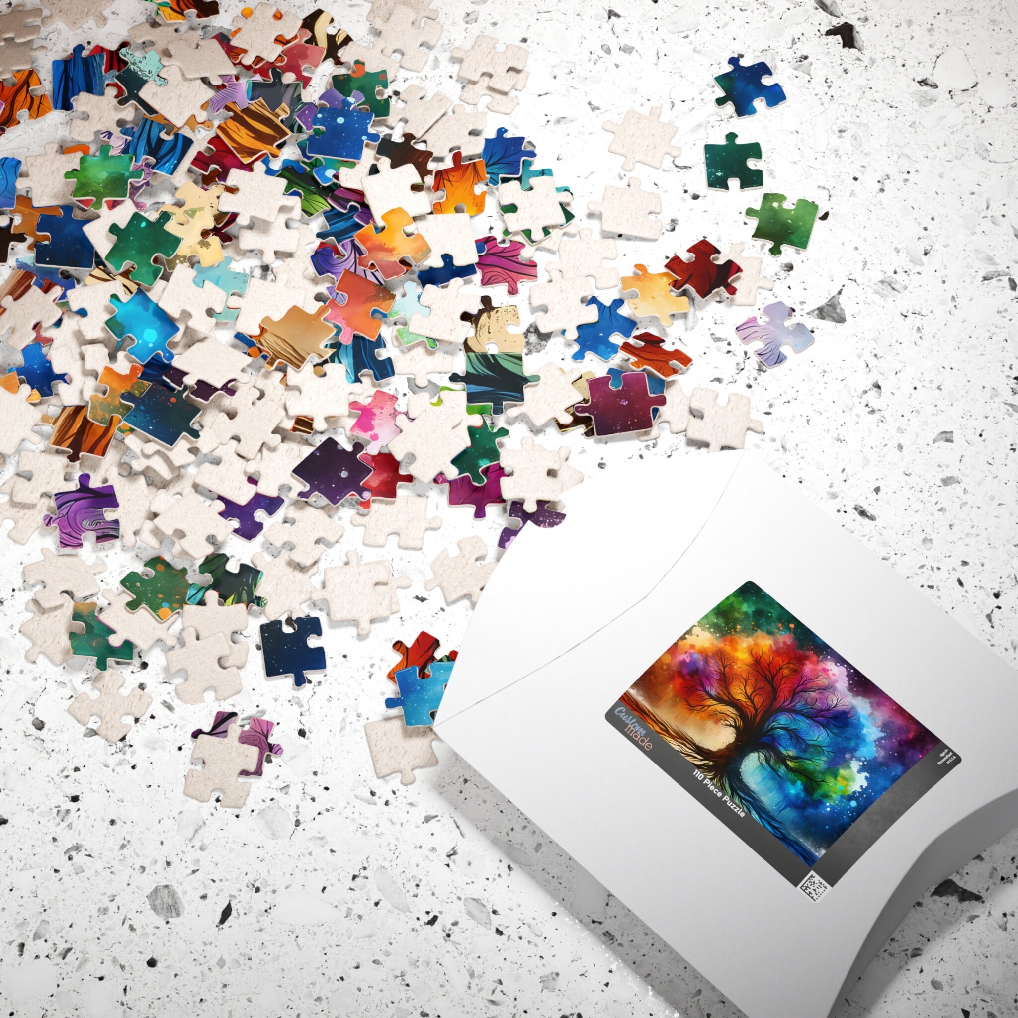 Vibrant Cosmic Tree of Life Puzzle Artistic Watercolor Tree Jigsaw ...