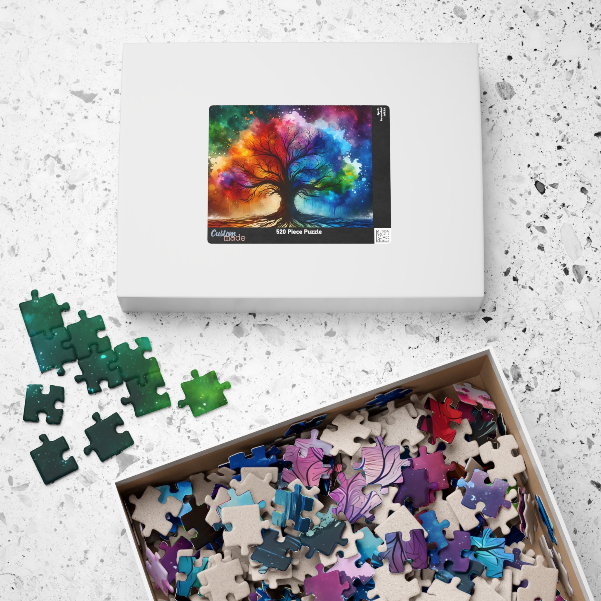 Vibrant Cosmic Tree of Life Puzzle Artistic Watercolor Tree Jigsaw ...