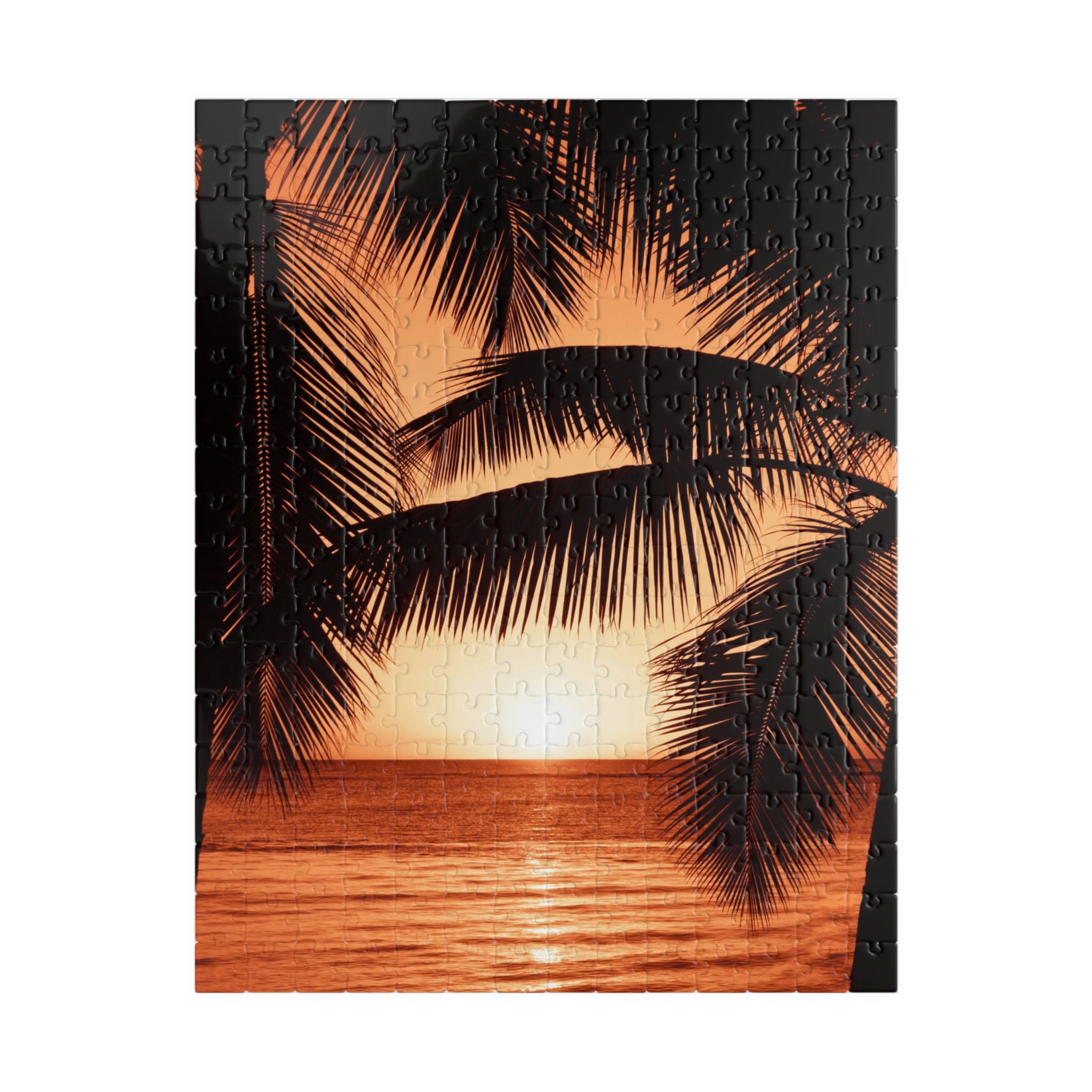 Tropical Sunset Puzzle Palm Tree Silhouette Jigsaw Relaxing Gift for ...