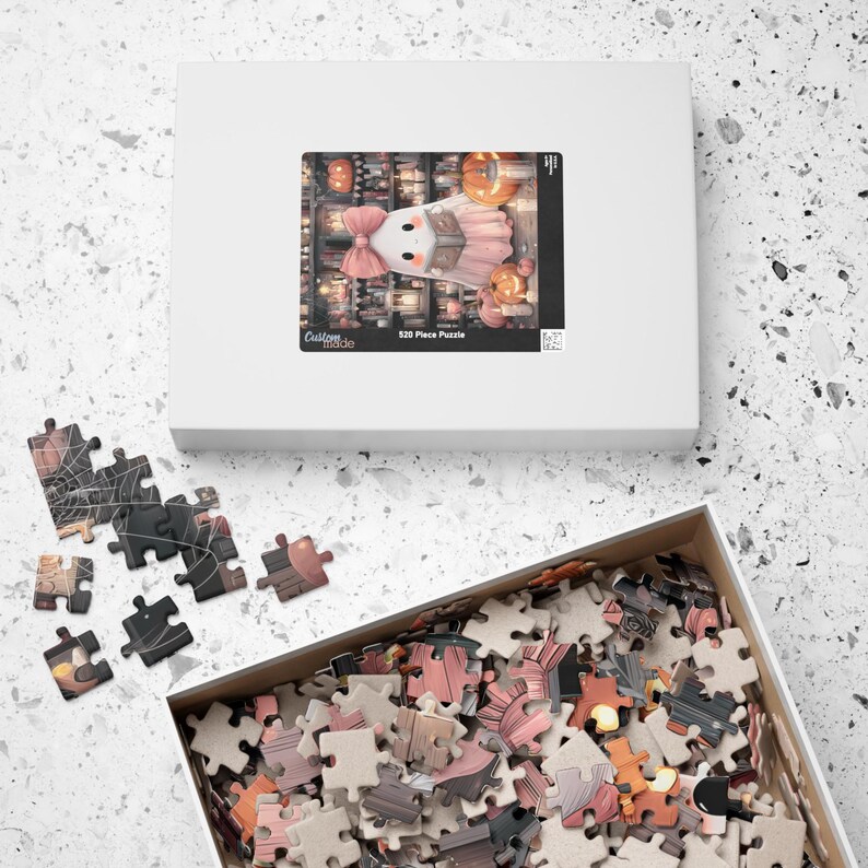 Cute Ghost Reading Puzzle - Kawaii Halloween Library With Candles ...