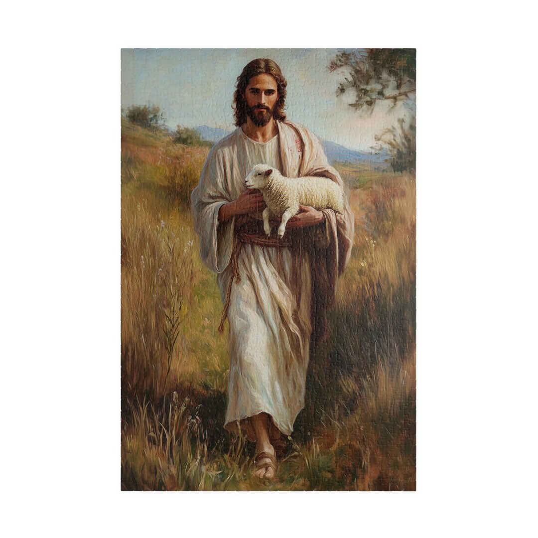 Jesus the Good Shepherd Puzzle - Peaceful Christian Art Jigsaw ...