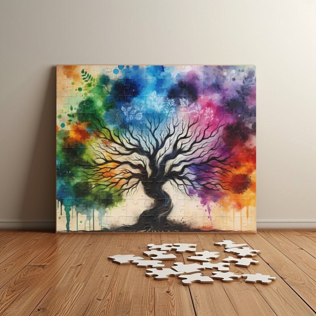 Abstract Watercolor Tree of Life Puzzle - Arboreal Splendor Puzzle ...