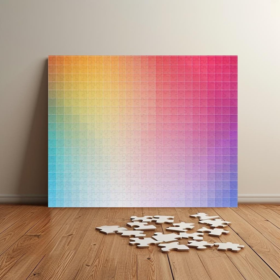 Pixel Squares Gradient Puzzle - Chromatic Color Grid Jigsaw - Modern ...